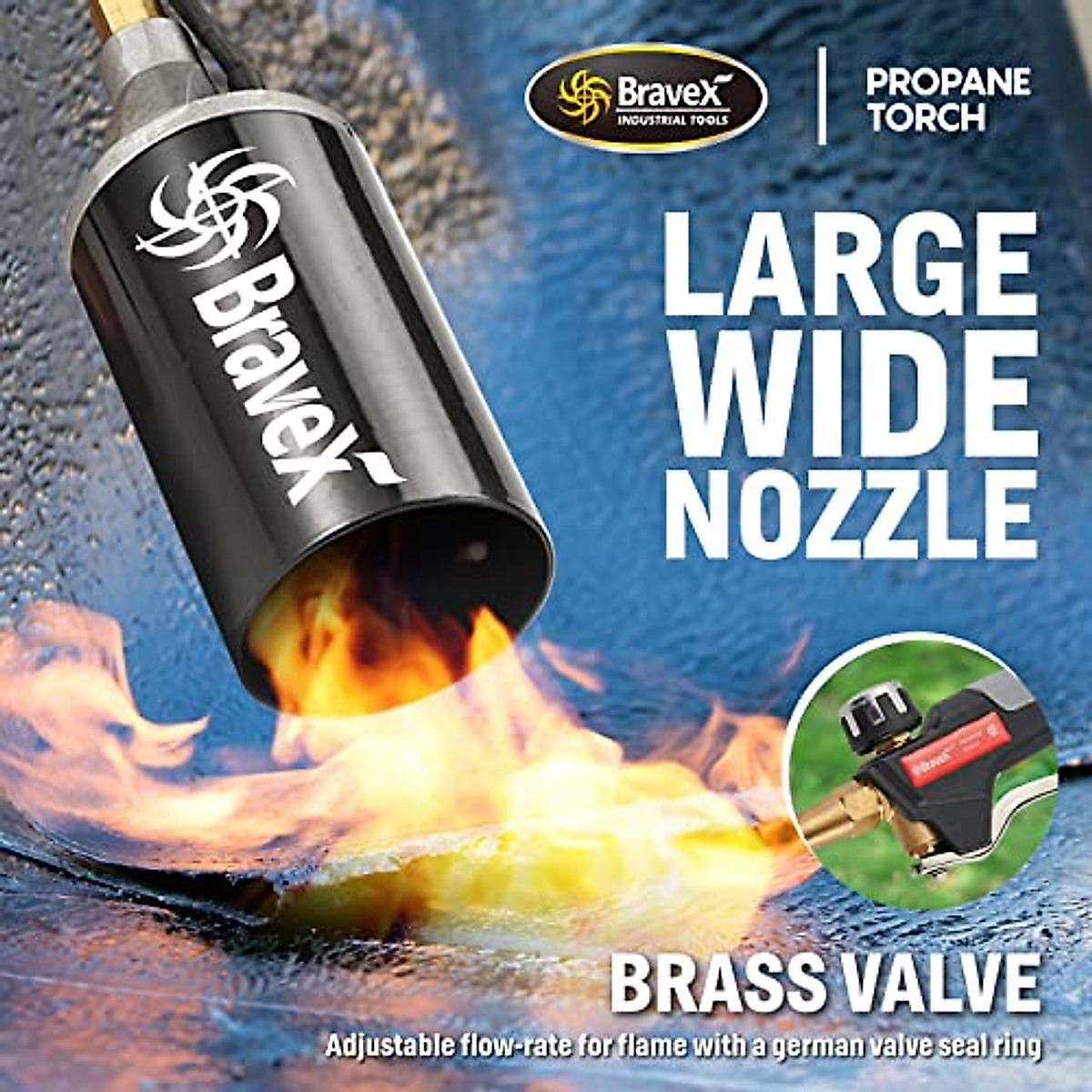 Propane Torch Weed Burner with 10ft Hose (cCSAus Certified), Weed Torch with Turbo Trigger Push Button Igniter, High Output 800,000 BTU for Roof Asphalt, Melting Ice Snow, Fit for 5-100LB Propane Tank
