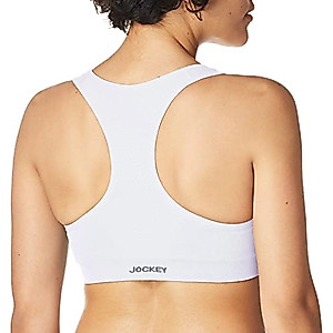 Jockey Women's Bras Mid Impact Zip Front Sports Bra, White, M