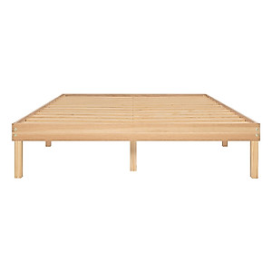 Linda 14 Inch King Solid Wood Platform Bed Frame, No Squeak Bed Frame with Wooden Slats, No Box Spring Needed, 9.2” Under Bed Storage – Natural