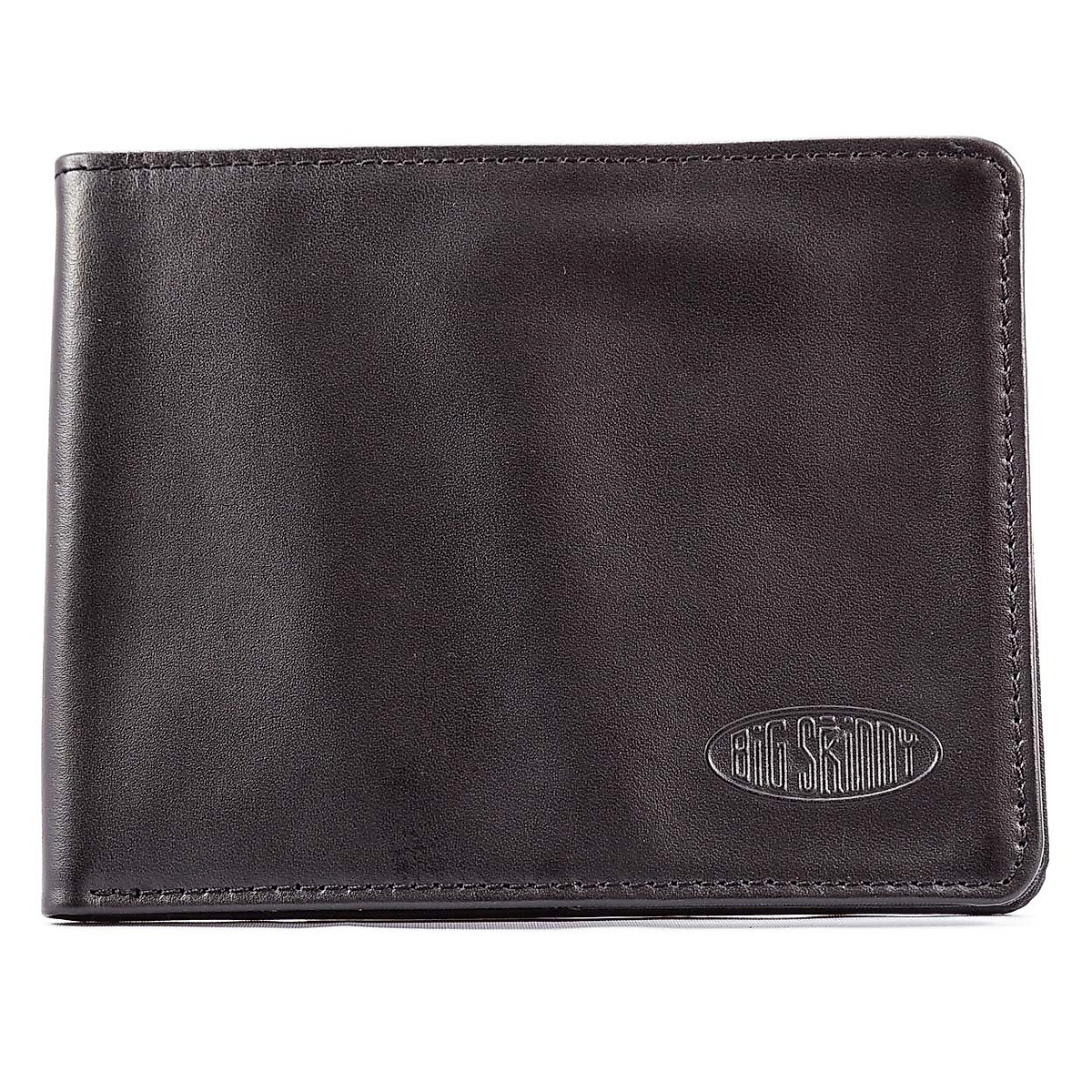 Big Skinny Men's Super Skinny Leather Bi-Fold Slim Wallet, Holds Up to 30 Cards, Black