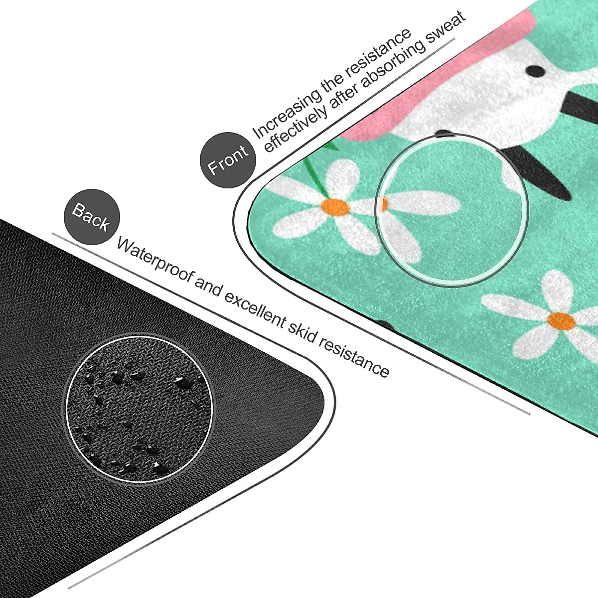 OTVEE Cute Cow Eating Grass Yoga Mat for Women Non Slip Ultra Thin 1 MM Travel Yoga Mat with Carrying Bag Suede Fitness Exercise Mat for Yoga Pilates Workout Routines Camping