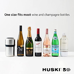 Huski Wine Chiller | Award Winning Iceless Design | Keeps Wine Cold up to 6 Hours | Wine Accessory | Next Generation Ice Bucket | Fits Some Champagne Bottles | Perfect Gift for Wine Lovers (Stainless)