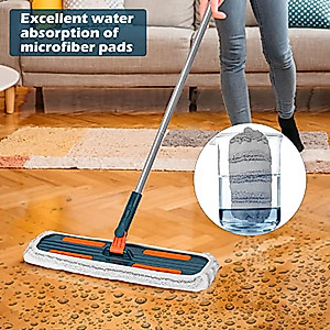 Midyb Microfiber Mops for Floor Cleaning, Floor Dust Mop with 2 Reusable Pads & 20pcs Dry Sweeping Cloths Refills, Wet Dry Mop for Hardwood, Vinyl, Laminate, Tile Cleaning