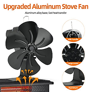 MINEOREY 6-Blades Heat Powered Stove Fan, Non-Electric Firepace Fan for Log/Gas/Pallet/Wood burning Indoor/Outdoor/Camping stoves