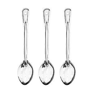 Slotted Serving Spoon with Holes for Draining - Perforated Serving Spoon of Stainless Steel with Long Handle for Strain Food (3)