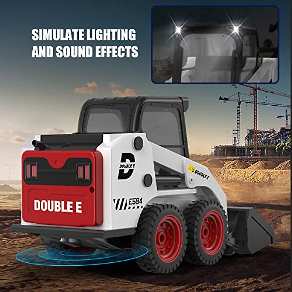 Mostop Remote Control Front Loader 1/14 Scale RC Skid Steer Loader Toy for Kid, 11 Channel Full Function RC Front Loader Tractor Electric RC Construction Vehicle Toy Loader with Lights and Sound