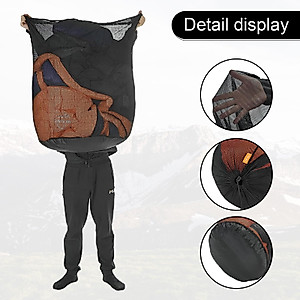 OMVMO 1Pcs100L Mesh Sleeping Bag Storage Sack Stuff Sack Mesh Laundry Bag Drawstring Bag，Tear-Resistant Polyester Mesh,300D Oxford Bottom,Anti-Dirt and Water-Resistant.