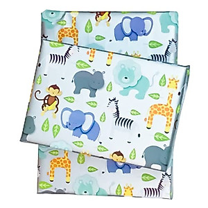 Zoo Animals Lion Elephant Giraffe Baby Shower Wrap Wrapping Gift Paper 12ft Folded with Gift Tags