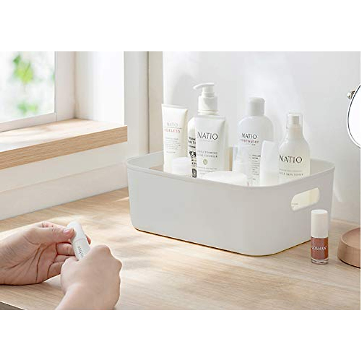 Besli Pack of 6 Small Storage Bin,Durable Storage Basket Cabinet Organizer