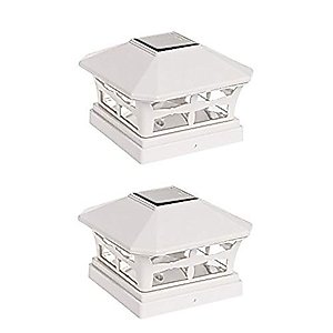 2 Pack Solar Power Garden Sun Light 5"x5" Post Cap Light (Off White)