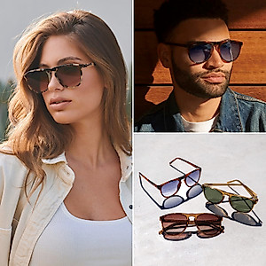 WMP Eyewear - Modern One Bridge Large Round Sunglasses (Crystal Brown Frame/Gradient Brown Lens)