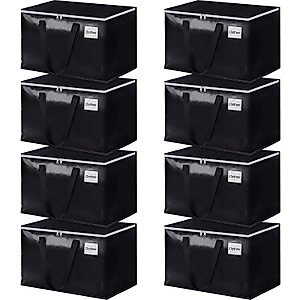 StorageRight Large Moving Bags Heavy Duty Storage Totes for Storage,Packing & Moving Collapsible Moving Supplies with Large Capacity, Reinforced Zippers and Handles, 88L, 8 Packs