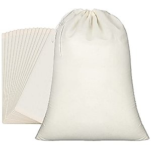 Pangda 15 Packs Muslin Bags Cloth Bags with Drawstring Canvas Large Storage Bags Bulk Cotton Reusable Grocery Bags DIY Craft Sachet Bag for Party Wedding Home Storage, Natural Color (15 x 22 Inches)
