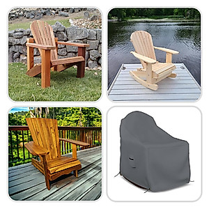 Covers & All Adirondack Chair Cover, 12 Oz Waterproof UV & Weather Resistant All Season Protector, Outdoor Furniture Cover with Air Vent & Drawstrings (34" W x 40" D x 36" H, Grey)