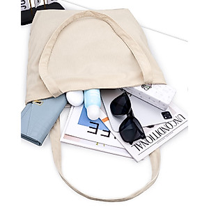 Iioscre Corduroy Tote Bag for Women,Hobo HandBags with Zipper,Large Capacity Casual Shoulder Handbags with Inner Pockets