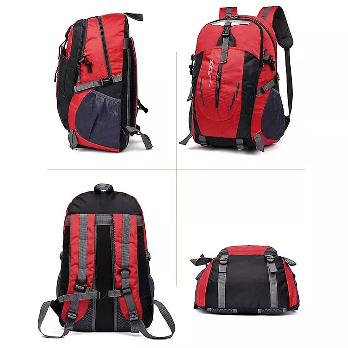 BACKPACK of 40L for Men or Women, RED, LIGHTWEIGHT, WATER RESISTANT, COMFORTABLE, ROOMY and DURABLE for HIKING, TREKKING, CAMPING, CYCLING, TRAVELLING, CLIMBING, FISHING and selected by SIMON PICKS
