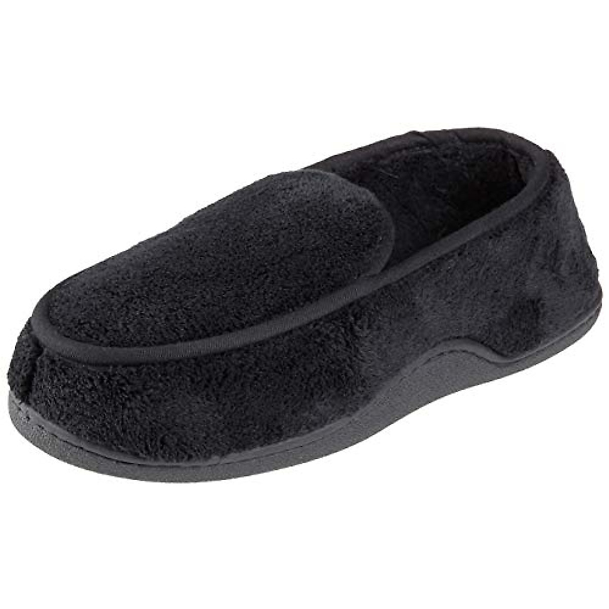 isotoner Men's Microterry Memory Foam Indoor/Outdoor Slip-On Slippers, Black, 11-12