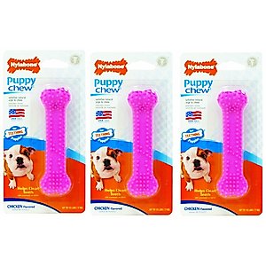 Nylabone (3 Pack) Just for Puppies Petite Pink Dental Bone Chew Toy