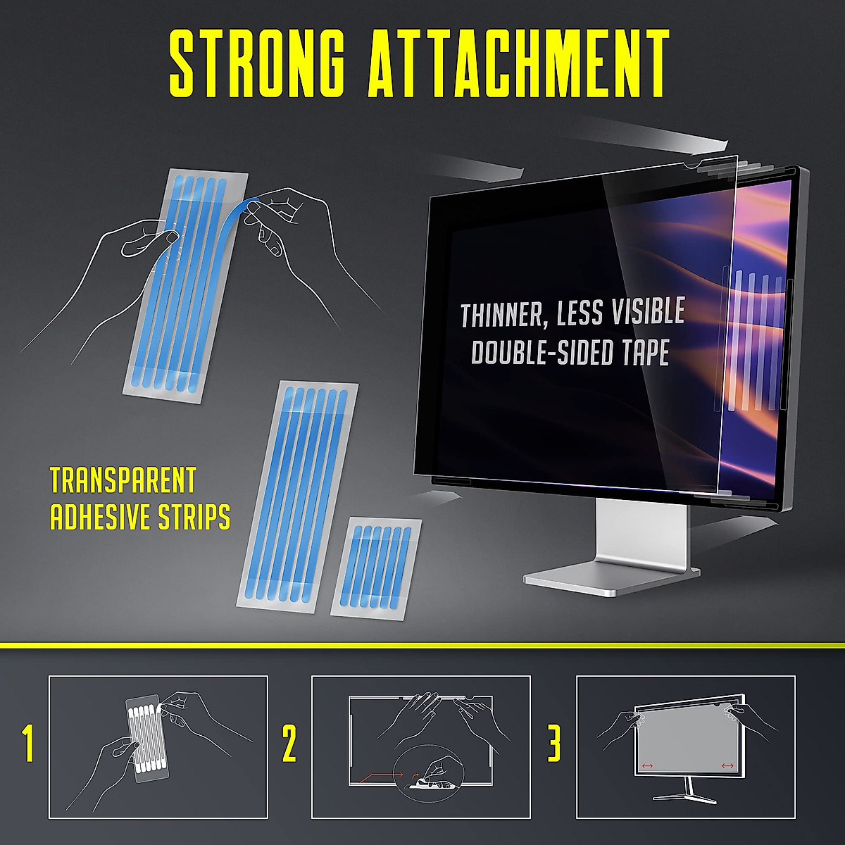 VINTEZ Privacy Screen Adhesive Tabs and Strips for Computer Monitors and Laptops - Replacement kit