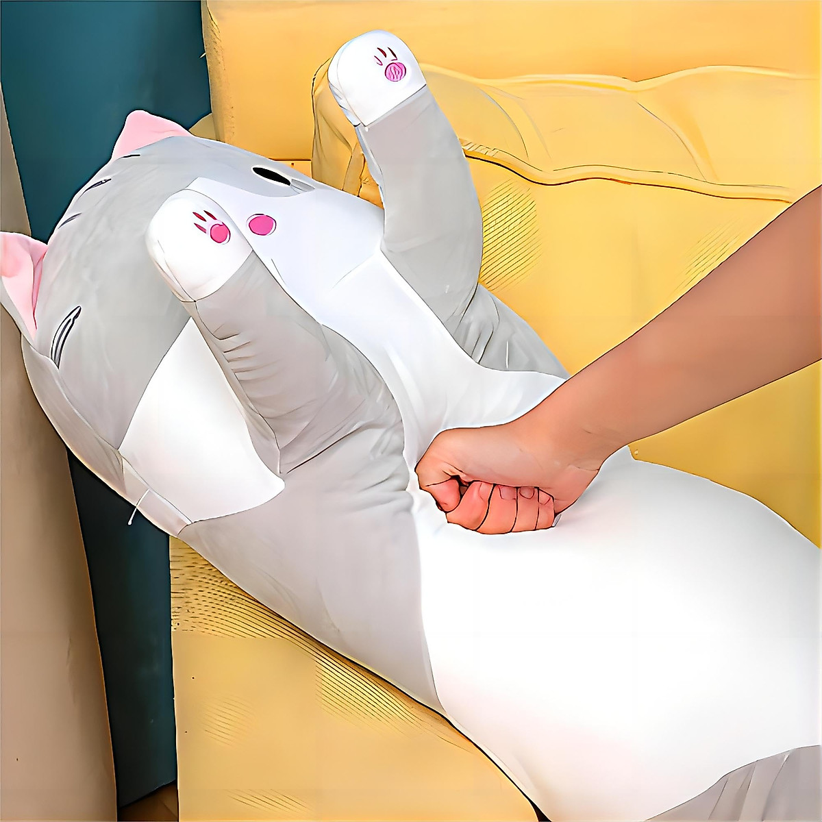 Cat Plush Toy Long Cotton Cute Cat Doll Plush Toy Soft Cotton Stuffed Sleeping Pillow Great Gift for Your Girlfriend or Kids for Over 1 Years Old Kids