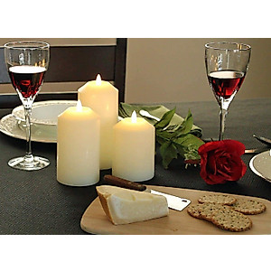 Battery Operated Night Light Candles with Light Sensor. Set of 3 Flameless White Wax Flickering Electric Candles. Dusk to Dawn Night Light. Great for Bathroom, Kids Bedroom or Living Room