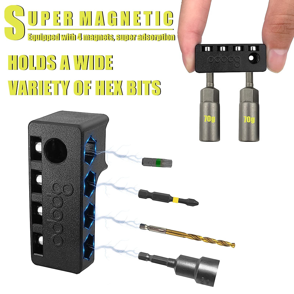 Magnetic 1/4-Inch Hex Bit Holders fit for Ryobi 18v Drill,Hex Screw Bit Storage on Side of Power Drill,Keep Bits Within Reach, Right Side