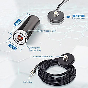 wlaniot Vehicle/Car Mobile Radio VHF/UHF Dual Band Antenna BNC Male Connector Magnetic Base Mount 5M RG58 Cable for BC125AT Scanner