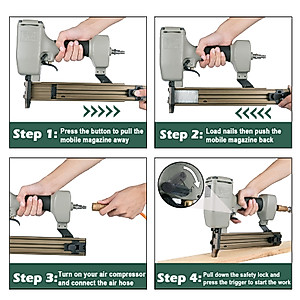 Woodpecker 14 Gauge Pneumatic Concrete Nail Gun ST38H with Safety Lock, 3/4-Inch to 1-1/2-Inch Length Air Power Concrete T Nailer Heavy Duty Concrete T Nails Gun for Packaging Woodworking Cabinet