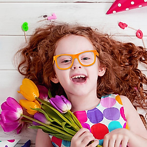 SUNOVELTIES 12 Pack Kids NO LENS Ultralight Square Costume Frame Glasses Neon Color Party Favors for Boys Girls Daily Outfit Accessories