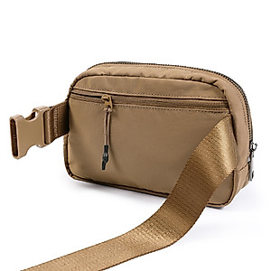 ODODOS Unisex Mini Belt Bag with Adjustable Strap Small Fanny Pack for Workout Running Traveling Hiking, Caramel