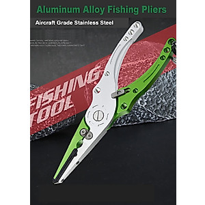 HZXINWANG Fishing Pliers, Aviation Aluminum Fishing Pliers Line Cutters, De-Hookers, Fishing Tool Sets, Weaving Scissors, Saltwater Resistant Fishing Gear (Aviation Aluminum Model, Green Silver)