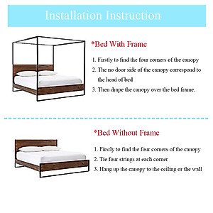 JQWUPUP Twin Canopy Bed Curtains - 4 Corner Canopy for Beds, Bed Canopy for Girls Adults, Bedroom Decor (Twin Size, Pink)