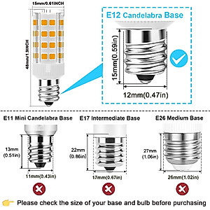 TAIYALOO E12 LED Bulb 5W C7 Light Bulb, 40W E12 Halogen Equivalent, Warm White 3000K, T6 Small Base, 120V 450LM E12 LED Candelabra Bulbs for Chandelier, Ceiling Fan, Salt Lamp, Non-Dimmable, 6 Pack