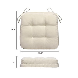 TANYOO Kitchen Chair Cushions Set of 4 Dual Layer Chair Cushions for Dining Chairs Shredded Memory Foam and Charcoal Foam Pads Fillings Seat Cushions White 16.5"x 16.5" x 3.5"