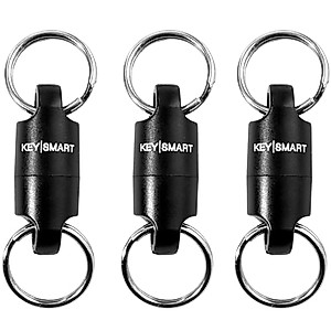 KeySmart MagConnect Magnetic Key Holder for Purse, Key Chains for Car Keys - Detachable Key Ring Quick Release Keychain for Men - Mens Key Chain Rings Heavy Duty Key Ring - Black EDC (3-Pack)