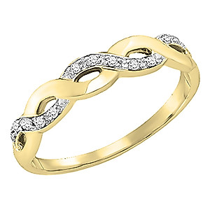 Dazzlingrock Collection 10kt Yellow Gold Women's Round Diamond Woven Twist Ring 1/12 ctw