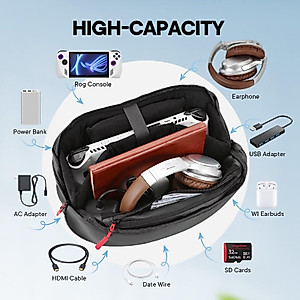 Gepicest Carrying Case for Steam Deck Rog Ally Switch Hori Split Pad Pro Handheld Console Accessories Dock Station AC Charger Soft Sling Shoulder Carry Bag Daily Travel Portable Game Case Red Black