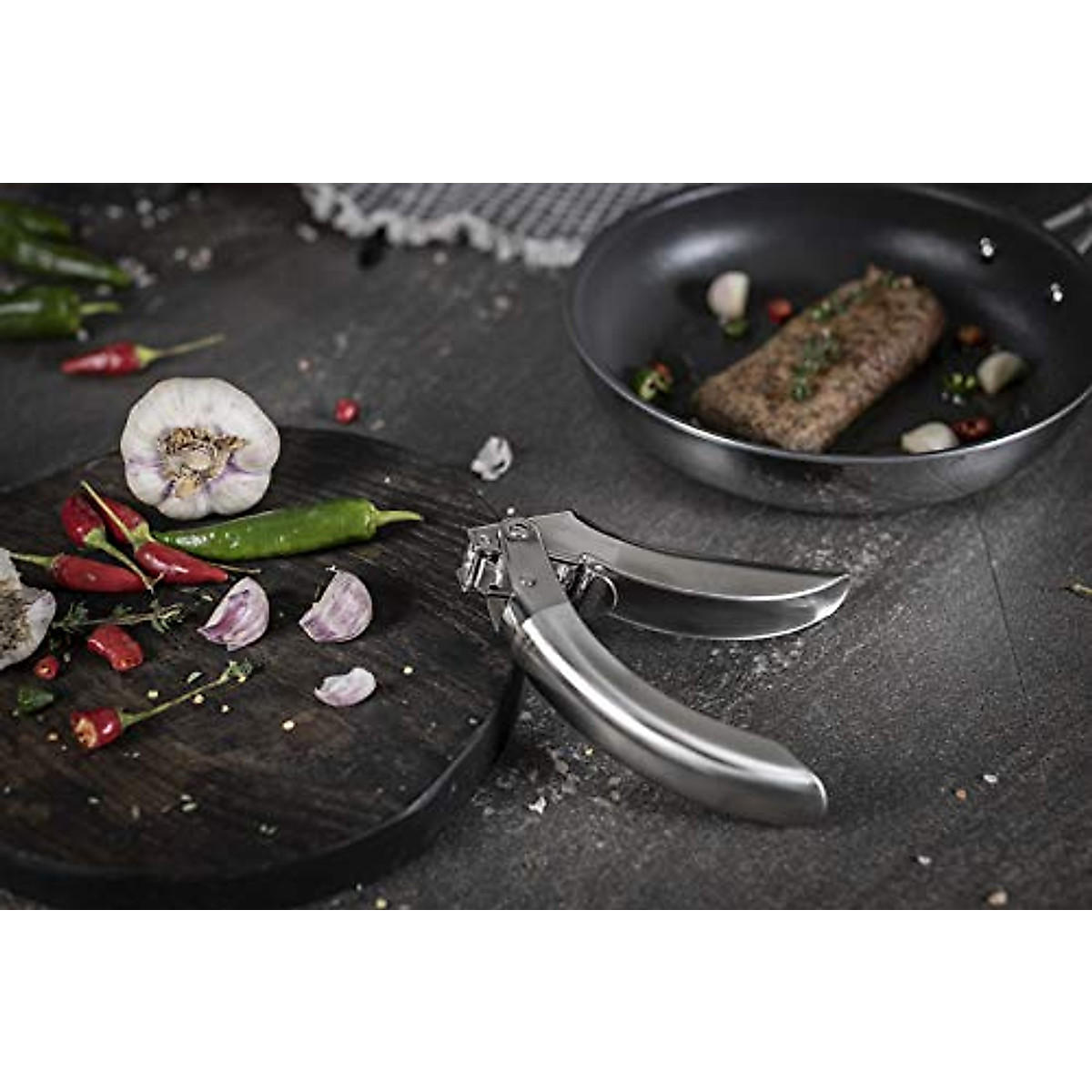 Kuhn Rikon Epicurean Garlic Press, Stainless Steel, 6.5 x 1 x 1.5 inches, Silver