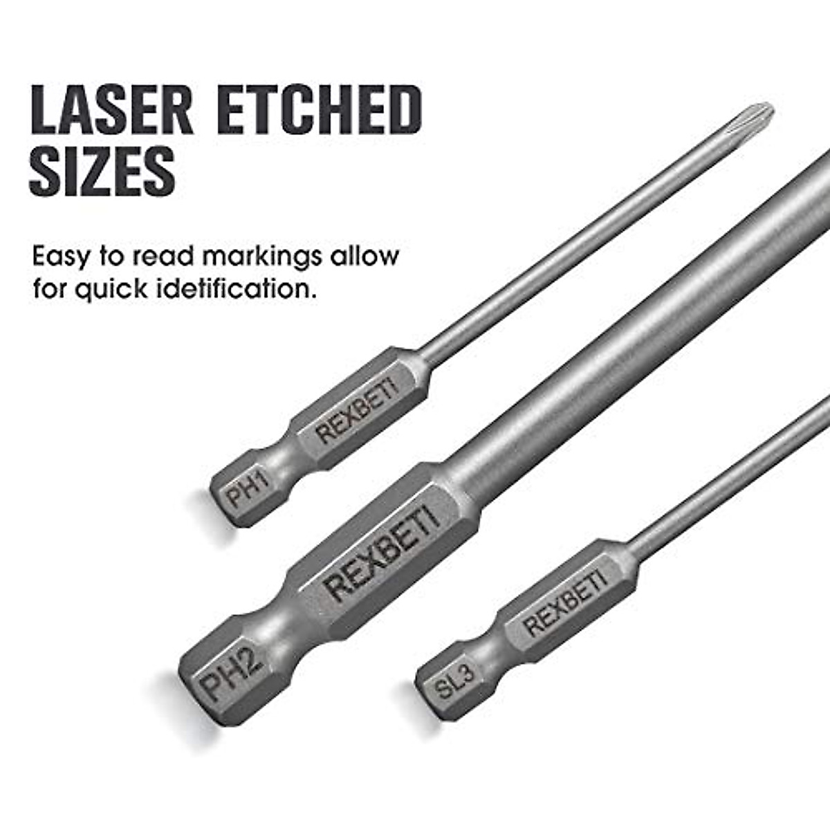 REXBETI 12 Piece Slotted Phillips Screwdriver Bit Set, 1/4 Inch Hex Shank S2 Steel Magnetic 3 Inch Long Drill Bits (Slotted Set)