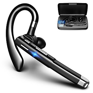 Hsility Bluetooth Headset for Cell Phones 500Hrs Standby Time with LED Charging Case 270 Degrees Rotatable Mic Hands Free Bluetooth 5.1 Version
