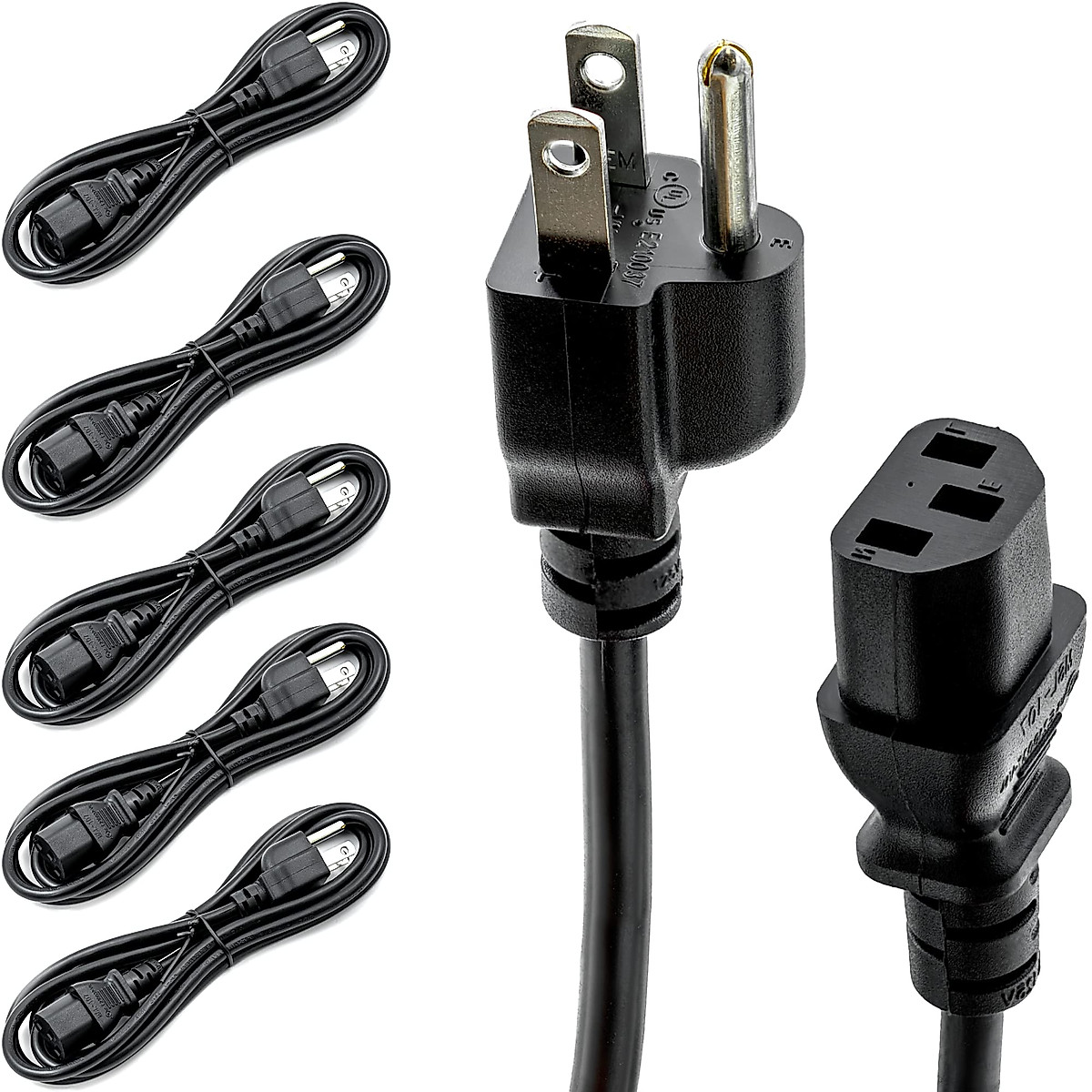 Rebuild Skills UL Approved (6FT 18/3-5PK) Universal Computer Monitor Power Cord, C13 Power Cable for Monitor, PC, Desktop, Printer, Scanner 18 AWG GA NEMA 5-15P to IEC13 (5 Pack)