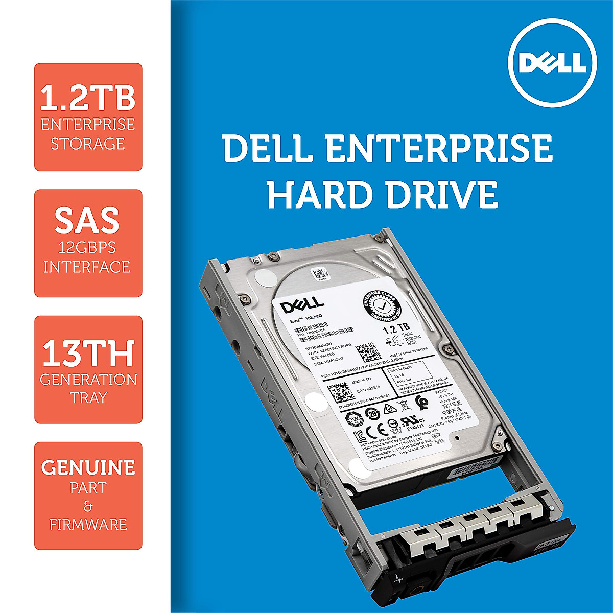 Dell 400-AJPD 1.2TB 10K SAS 12G 2.5” | 0G2G54 ST1200MM0099 Exos 10E2400 | PowerEdge HDD Enterprise Hard Drive in 13G Tray Bundle with Compatily Screwdriver Compatible with 463-7475 89D42 R730 T310