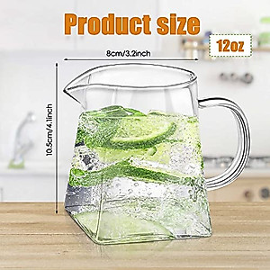 2 Pcs Small Glass Pitcher Elegant Shaped Glass Creamer Pitcher Glass Tea Pitcher Coffee Milk Creamer Pitcher Creative Milk Frothing Pitcher Milk Frother Cup Creamer Jug (Square Style)
