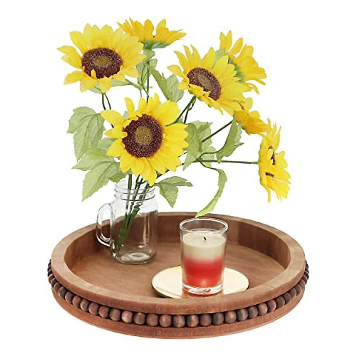 Creekview Home Emporium Rustic Wood Tray Centerpiece Tray - 16in Large Decorative Round Wooden Tray for Decor or Serving