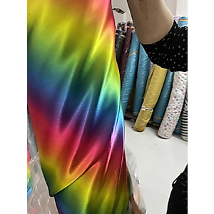 YYCRAFT Charmeuse Bridal Satin Fabric by The Yard 58 Inches Wide (Rainbow,2 Yards)