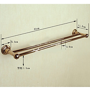 Bath Towel Bar Rose Gold Towel Rack, Copper Double Rod Towel Holder, European Style Towel Rail Bar Hardware Pendant Towel Holder