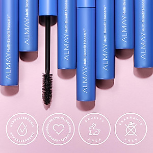 Almay Mascara, Volume, Length, Definition & Conditioning, Multi-Benefit Eye Makeup, Hypoallergenic and-Fragrance Free, 502 Black, 0.24 Fl Oz