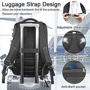 MATEIN Travel Backpack Airline Approved, Underseat Carry on Backpack for Men & Women, 40L Large Backpack with 17 inch Laptop Compartment & Shoe Bag for Airplane Flight Luggage Personal Item, Black