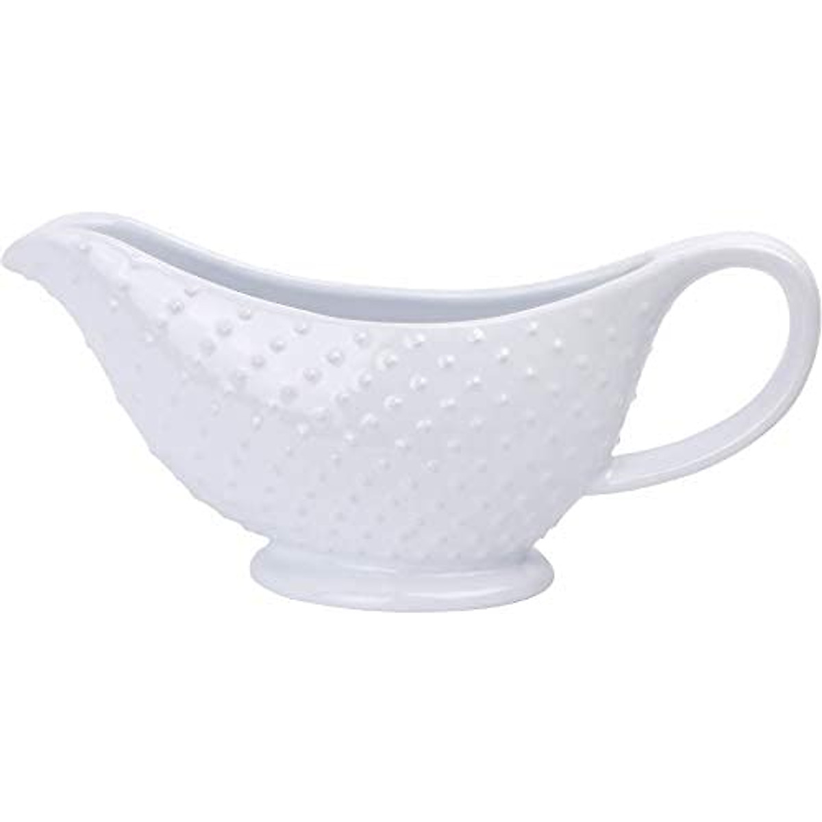 Palais Dinnerware Porcelain Easy Pour Gravy Sauce Boat - White - 8 Oz (Hobnail Design)