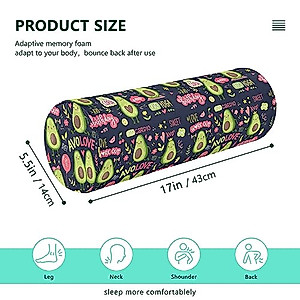 Vnurnrn Cartoon Avocado Flowers Neck Support Pillow Round Neck Roll Bolster Cylinder Pillow Cervical Pillows Round Neck Pillow for Leg Knee Back Head Support for Camp Work Women Men Traveling
